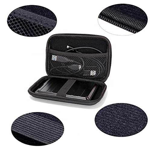 Ginsco 2pcs EVA Hard Carrying Case for Portable External Hard Drive Power Bank Charger USB Cable Battery Case (Black+Blue)