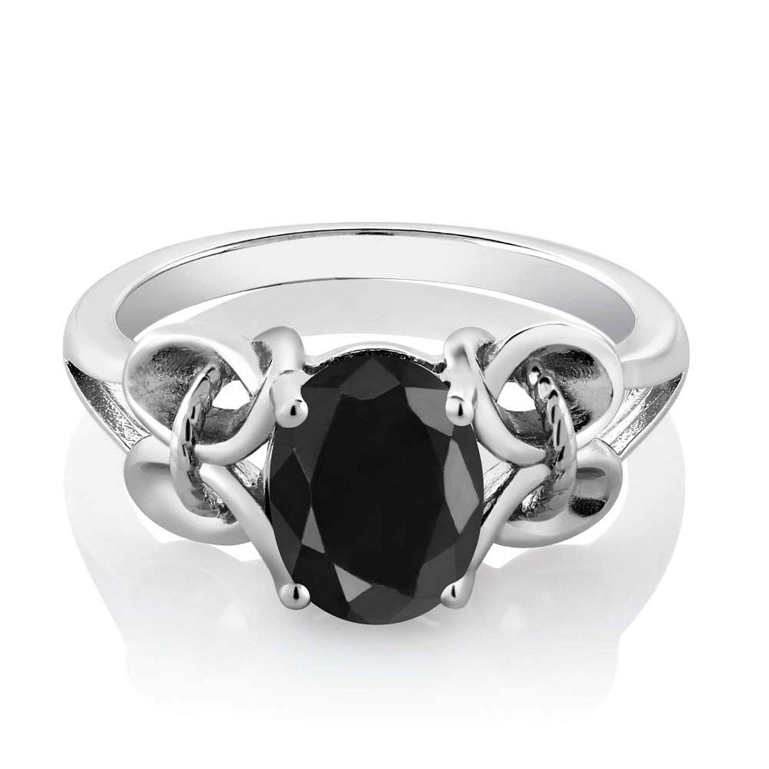 Gem Stone King 925 Sterling Silver Oval Gemstone Birthstone Engagement Ring | Oval 9X7MM | Wedding Anniversary Promise Ring For Women | Available in size 5, 6, 7, 8, 9