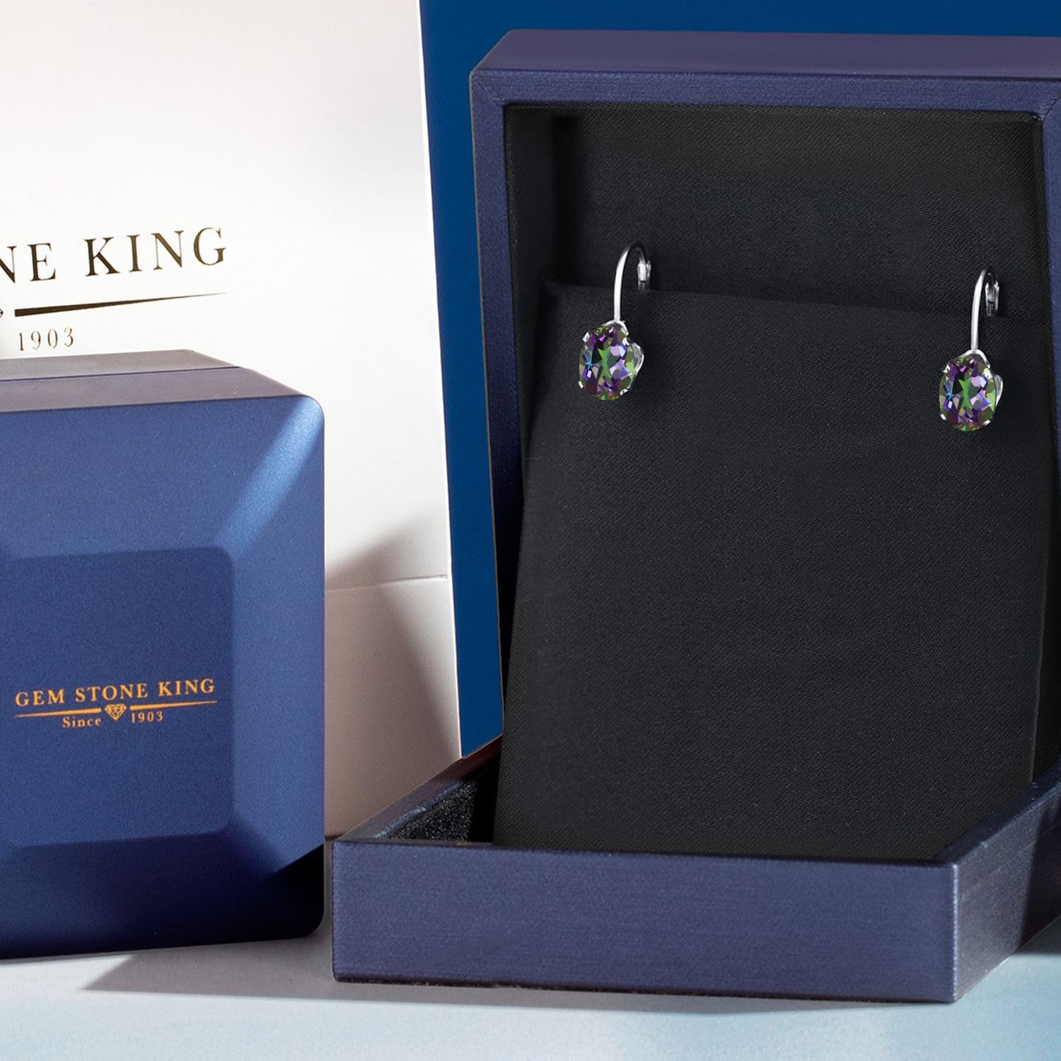Gem Stone King 925 Sterling Silver Genuine Gemstone Birthstone Leverback Earrings | Oval 8X6MM Drop Dangle Earrings for Women