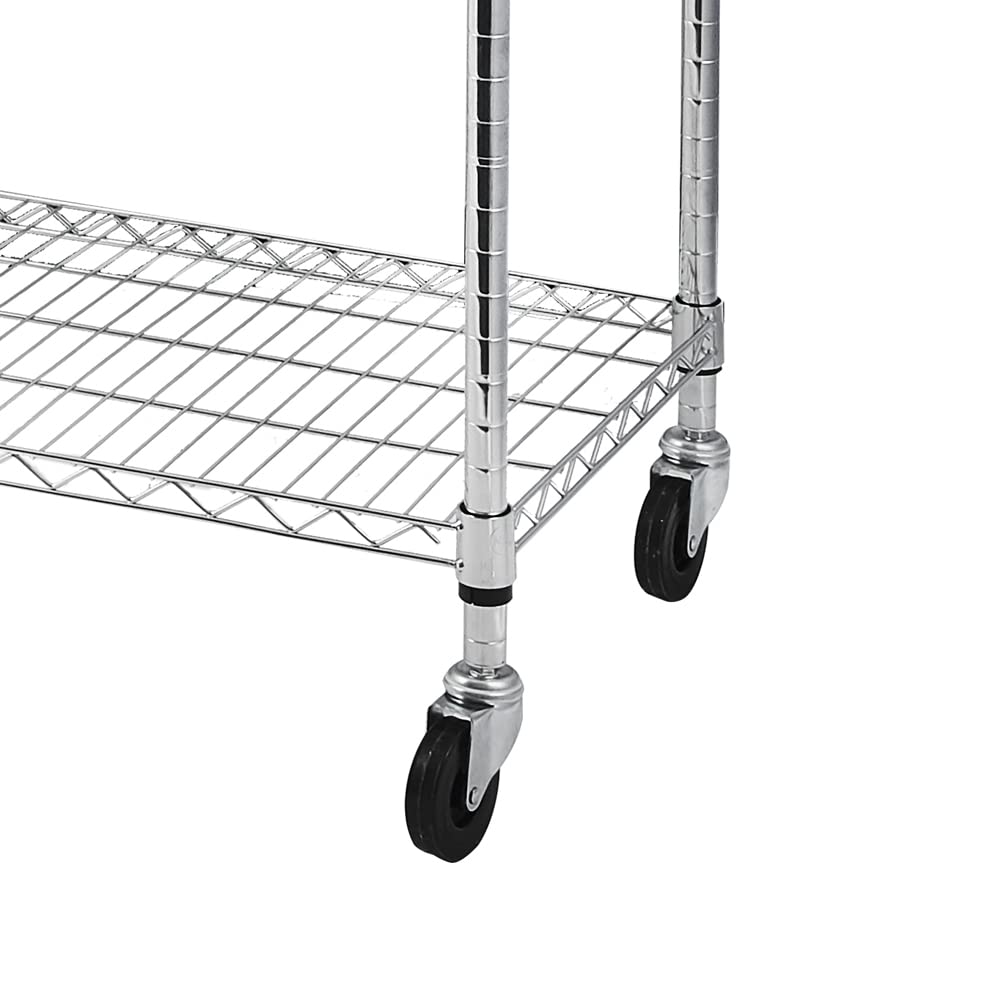 GAJUST Shelf Storage Shelves with Casters Heavy Duty 6 Tiers Rolling Cart Utility Racks Adjustable Wire Metal Shelving, Chrome