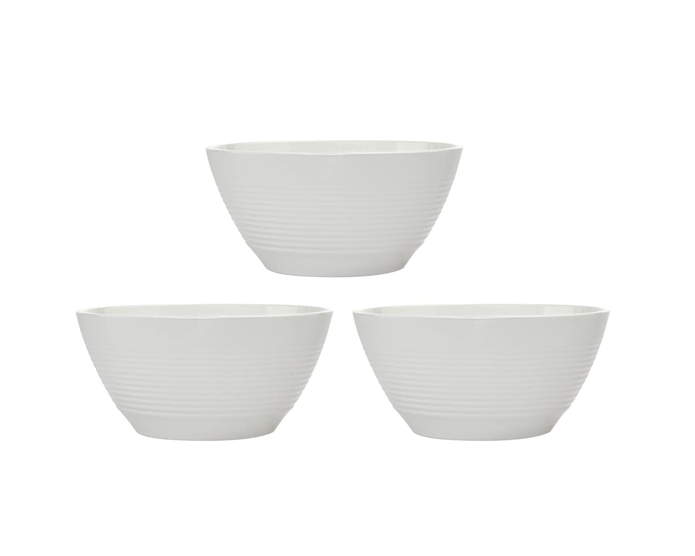 Godinger Basic White Soup Cereal Bowl Bone China Plates - 5.5 Inches - Set of 3