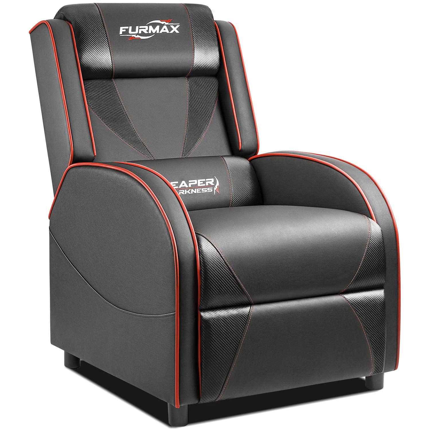 Furmax Video Gaming Recliner Chair Racing Style Single Ergonomic Lounge Sofa PU Leather Home Theater Comfortable Recliner Seat (Black)