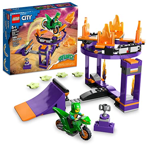 LEGO City Stuntz Dunk Stunt Ramp Challenge, 2in1 Action Set with Self-Driving Dinosaur Motorcycle Toy and Stunt Rider, Fun Activity for Kids, Boys, Girls 5 Years Old and Up, 60359