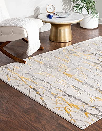 Rugs.com Finsbury Collection Rug β 5' 3 x 8' Yellow and Gray Medium Rug Perfect for Living Rooms, Large Dining Rooms, Open Floorplans