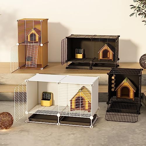 Small Animal Cage, Rabbit Cage Small Cage Chinchilla Cage Metal Pet Cage with Removable Tray, Ferret Cage, Chinchilla Cage Grid Spacing1.5cm/0.6" for Small Pets, Guinea Pigs, Bunny,Chinchilla (Color