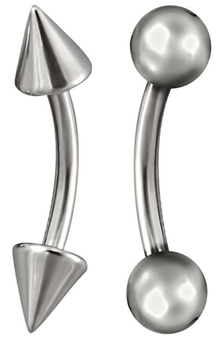 Forbidden Body Jewelry Set of 2 Styles Belly Piercing Barbells: 14g Surgical Steel Double Spike & Double Ball Navel Rings