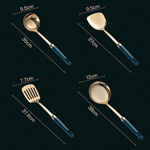 Golden Stainless Steel Cookware Cooking Tool Soup Spoon Spatula Fork Shovel Kitchen Utensils Set