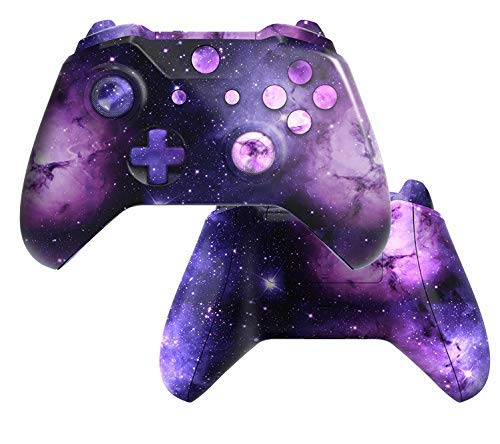 Full Housing Shell Faceplates Cover Case with Bumper Trigger ABXY Button RT LT RB LB Dpad Buttons Set for Xbox One Slim Xbox One S Controller Replacement (Galaxy)