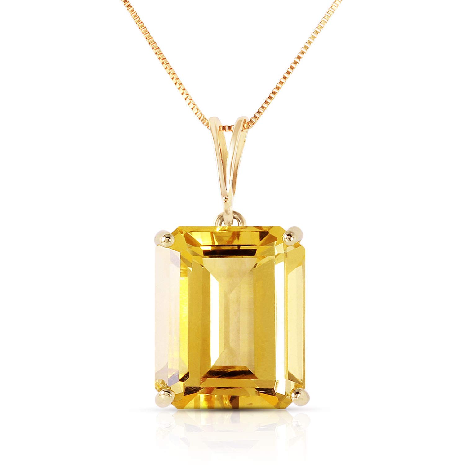 Galaxy Gold GG 14k Yellow Gold 18" Necklace with 6.5 Carats Natural Octagon-cut Citrine