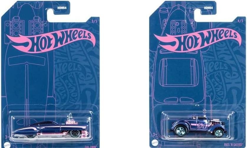 Hot Wheels 2022 Pink and Blue Series 54th Anniversary Partial Set of 4 Diecast Vehicles