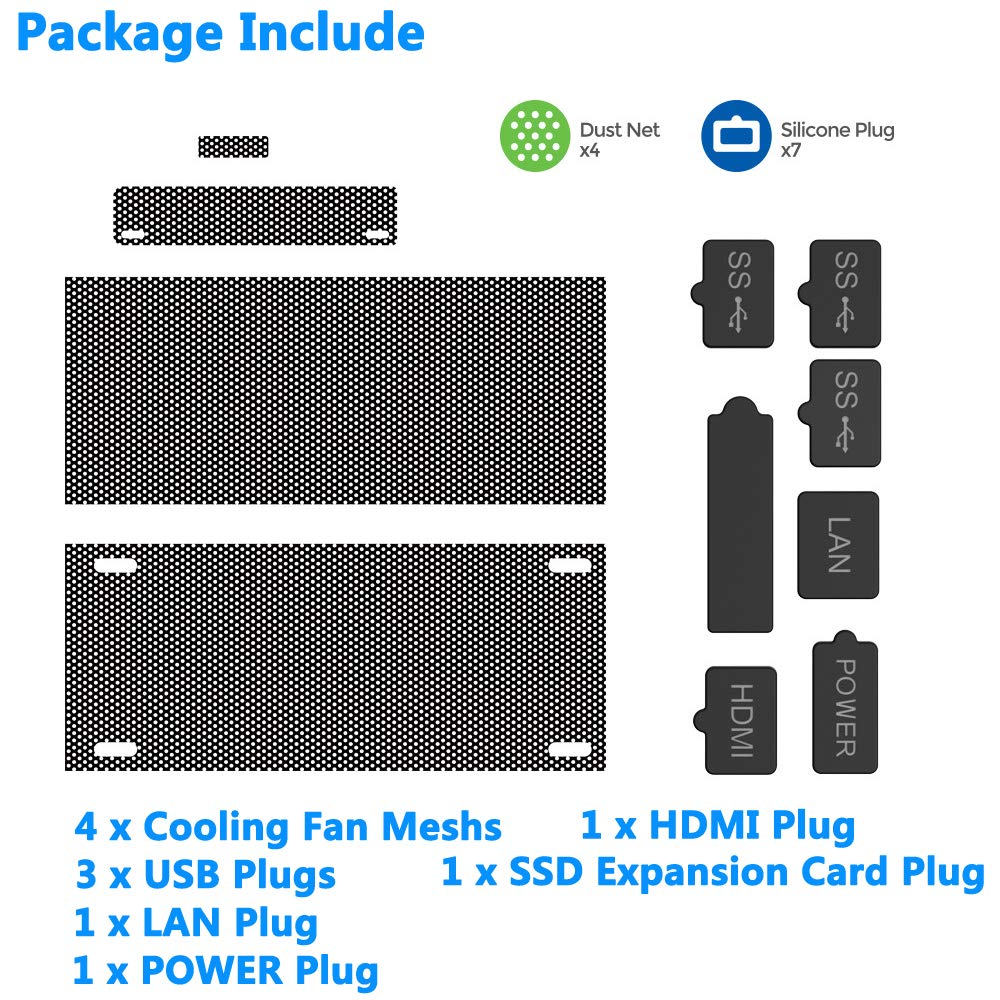 GOTRUTH Series S 7 Silicone Dust Plugs and 4 PVC Meshs Set,USB HDMI LAN Power CD-Driver Interface Anti-dust Cover Dustproof Plug for Xbox Series S Console Accessories-11Pcs (Xbox Series S, Black 2)
