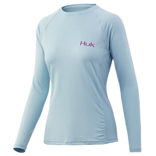 HUK Women's Pursuit Long Sleeve Performance Shirt + Sun Protection, Jelly-Ice Blue, X-Small