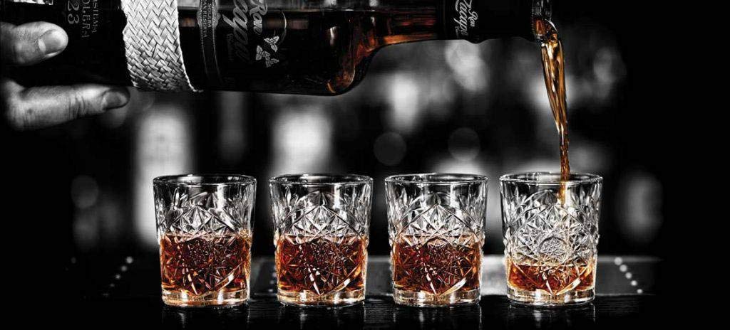 Hobstar Double Old Fashioned Glasses 12oz / 340ml - Set of 4 - Vintage Cut Glass Whisky Tumblers by Libbey