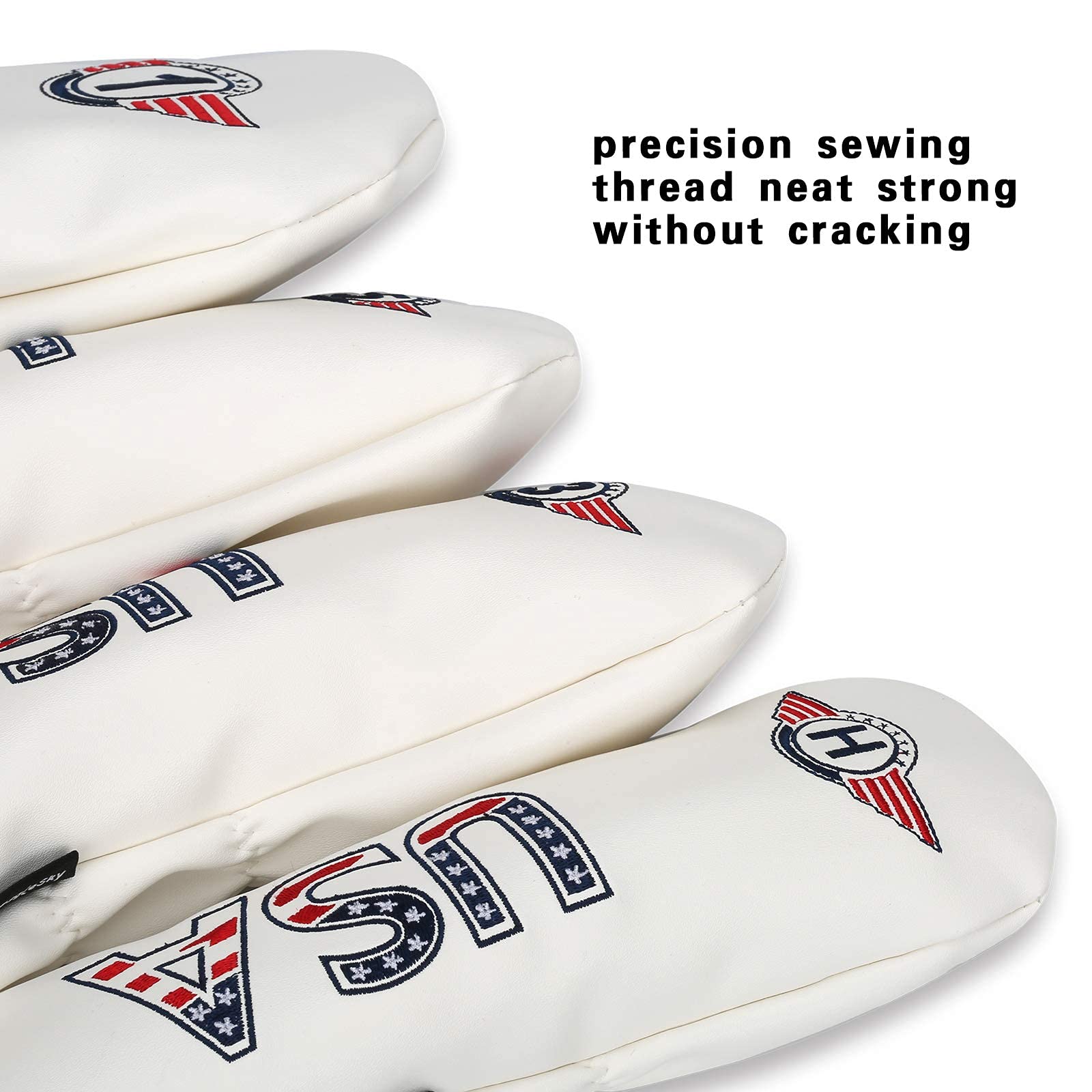 Golf Club Head Covers (4PCS) Driver Fairway #3#5 Hybrid PU Leather White for Men Women