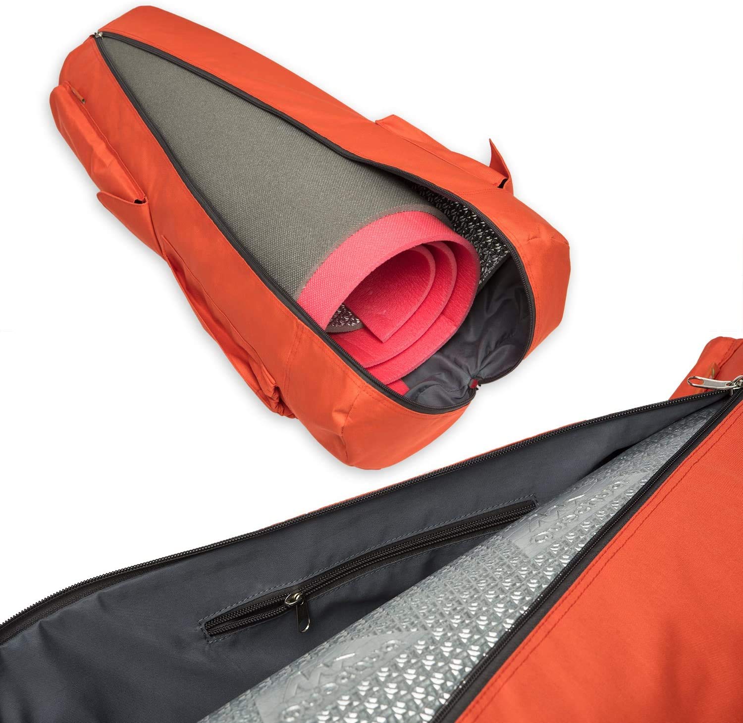 GEAR DISTRICT Full Zip Yoga Bag Carrier with Expandable Pockets and Water Bottle Holder– Fits Most Yoga Mats