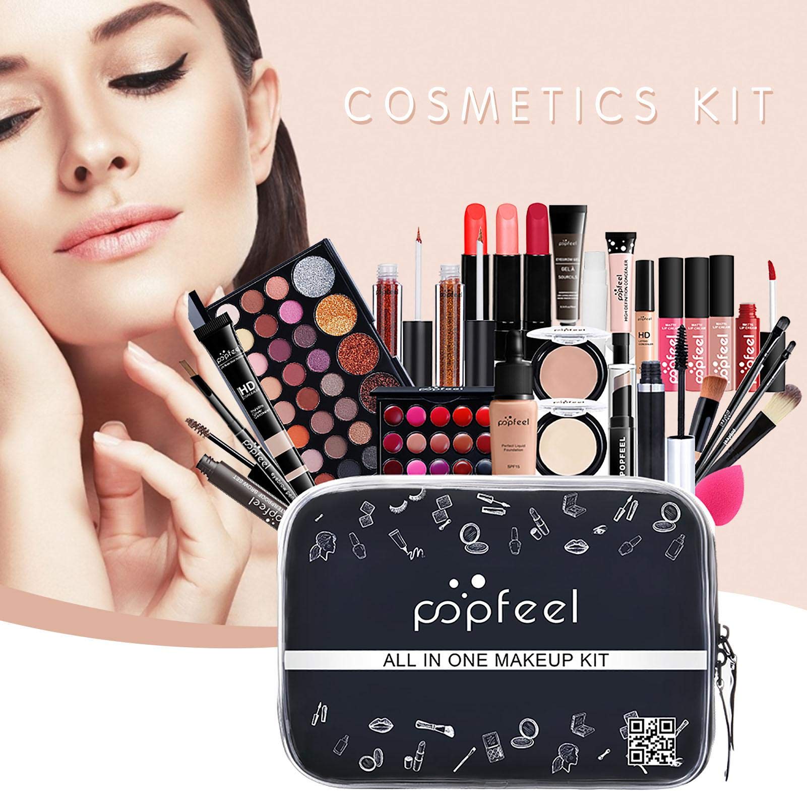 Full Makeup Kit For Women, All-in- Makeup Set, Makeup Gift Set for Girls Makeup Essential Starter Kit Includes Lip Gloss Blush Brush Eyeshadow Foundation