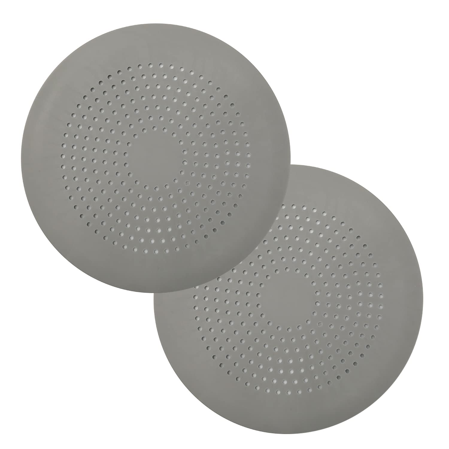 Hair Catcher Round Silicone Hair Stopper with Suction Cup Quick & Easy to Install Perfect for Bathroom, Bathtub & Kitchen Use - Pack of 2 (Black)