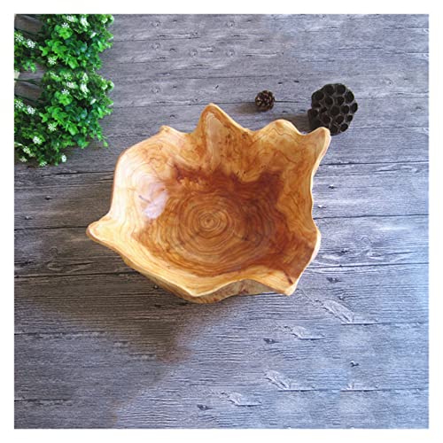 Fruit Bowl Bowl Creative Dried Fruit Plate Multi-grain Candy Dish Grid Wood Root Carving Tray Mixing Bowl Kitchen Organizer Fruit Plate (Color : A)