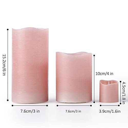 Furora LIGHTING Pink Real Wax Flameless Candles with Remote and Timer, 4 Pillars and 4 Votives Pack of 8, LED Flickering Candles for Home Décor, Battery Included