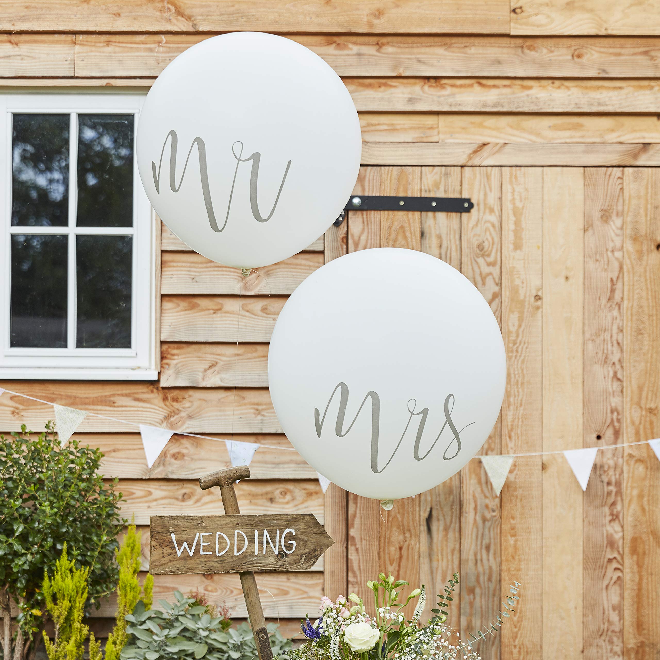Ginger Ray Giant Mr and Mrs Wedding Balloons 36 Inch Twin Pack Rustic Country, One Size