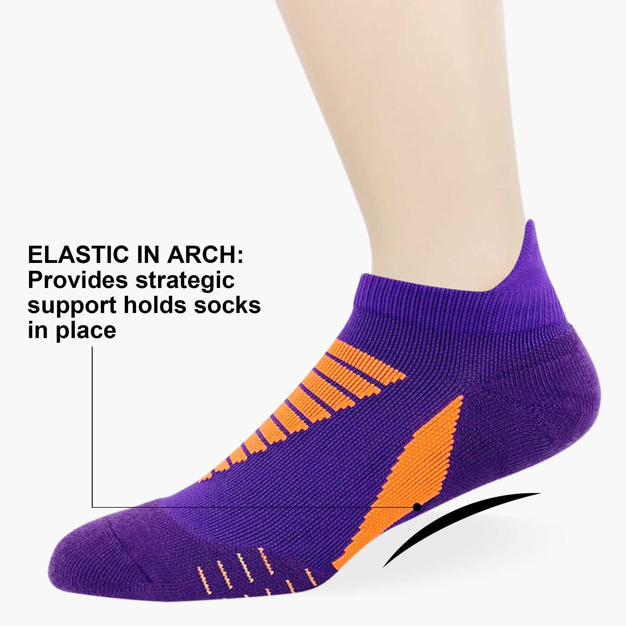 HaloYIYI Men's Low Cut Athletic Socks Durable Ankle Cushioned Breathable Sport Socks 6 Pair Pack (as1, numeric, numeric_6, numeric_11, regular, regular, 6 Purple-Y, Shoe Size 6-11)