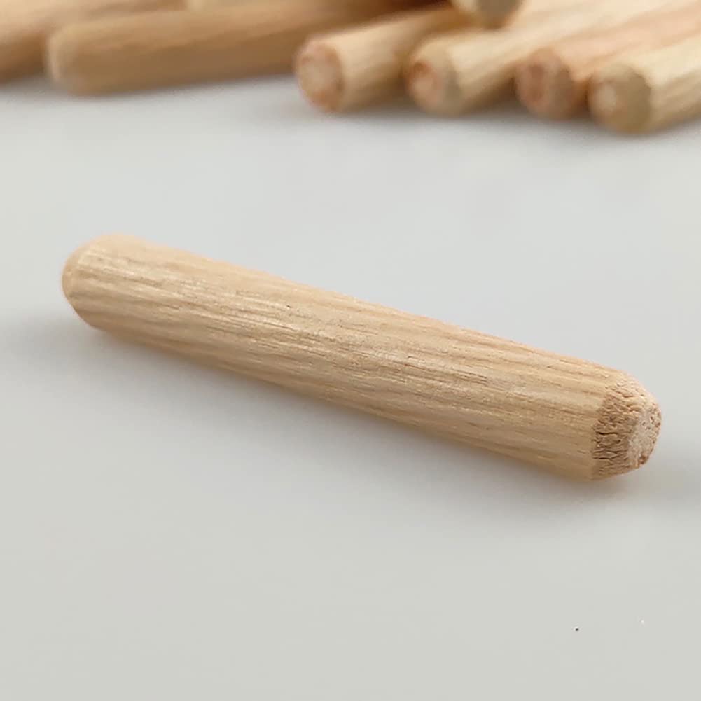 GSHLLO 60 PCS Assorted Size Wooden Dowels Pins Wood Grooved Plugs for Furniture Woodwork