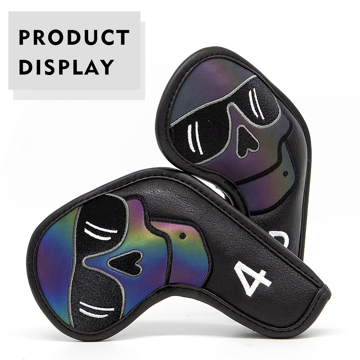 Golf Iron Covers 10pcs,Golf Iron Head Covers Leather Golf Iron Covers Set Skeleton Golf Iron Headcovers,Long Neck Golf Club Head Covers for Iron with Magic Tape Fit All Brands