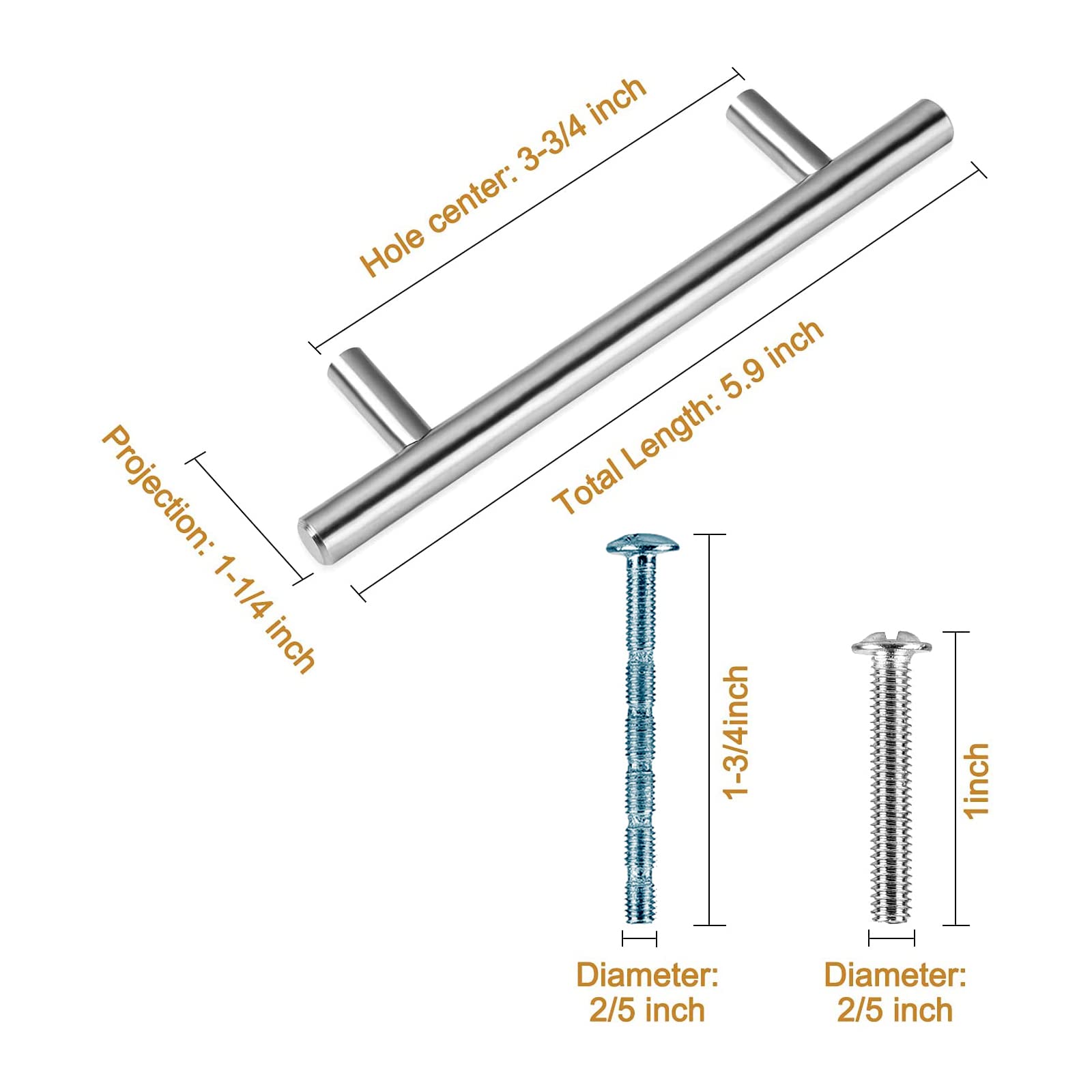 GoldPig 45 Pack | 6 Inch Cabinet Handles Kitchen Cabinet Handles Cabinet Pulls Brushed Nickel Cabinet Pulls for Stainless Steel Kitchen,3-3/4 "(96mm) Hole Center(Silver)