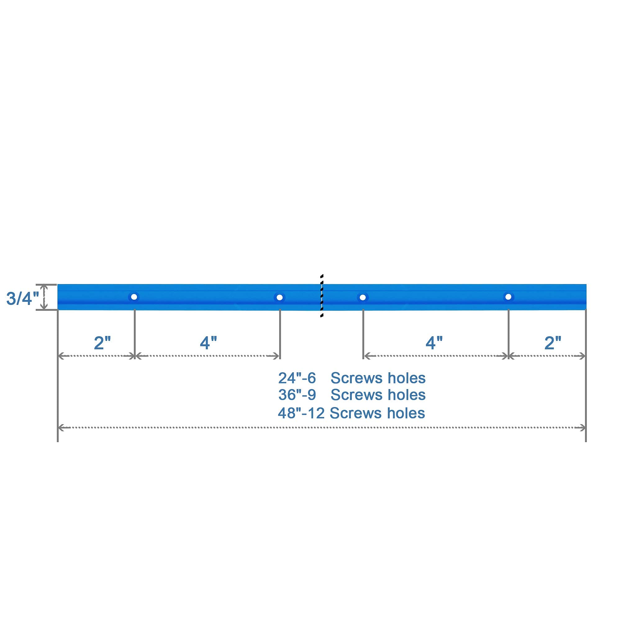 HOTTARGET Aluminum 48 Inch T-Track with Wood Screws–Double Cut Profile Universal with Predrilled Mounting Holes -Woodworking and Clamps–Frosted Surface Anodized - 2 PK (Blue)