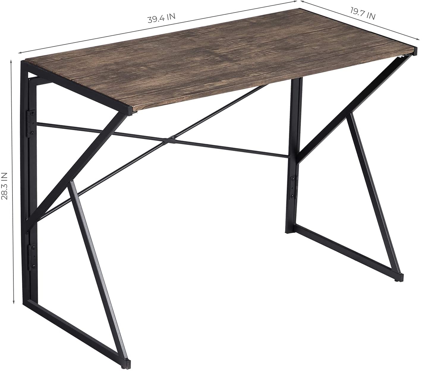 GreenForest Folding Desk No Assembly 40" Foldable Writing Computer Desk Simple Home Office Desk Laptop Table Space Saving, Walnut