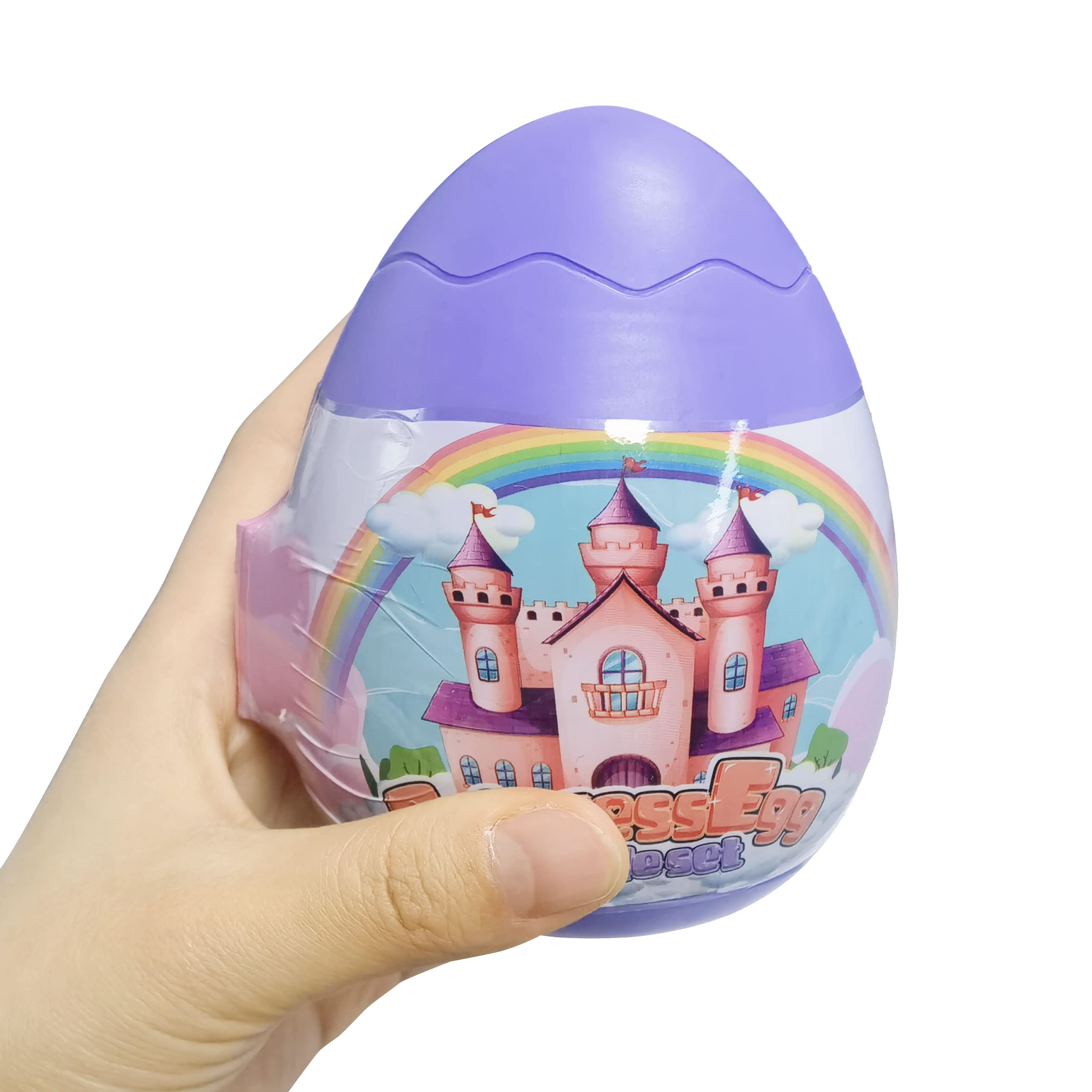 Holydeck 4 Pack Jumbo Princess Prefilled Eggs with Educational Toys Inside for Kids Girls Party Favors Easter Basket Fillers
