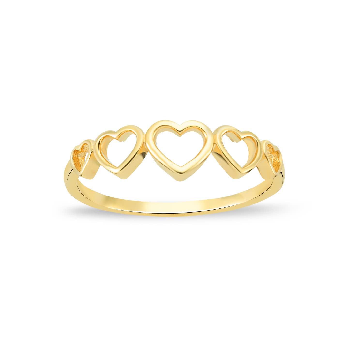 GELIN 14K Yellow Gold Open Heart Ring for Women - Size 7