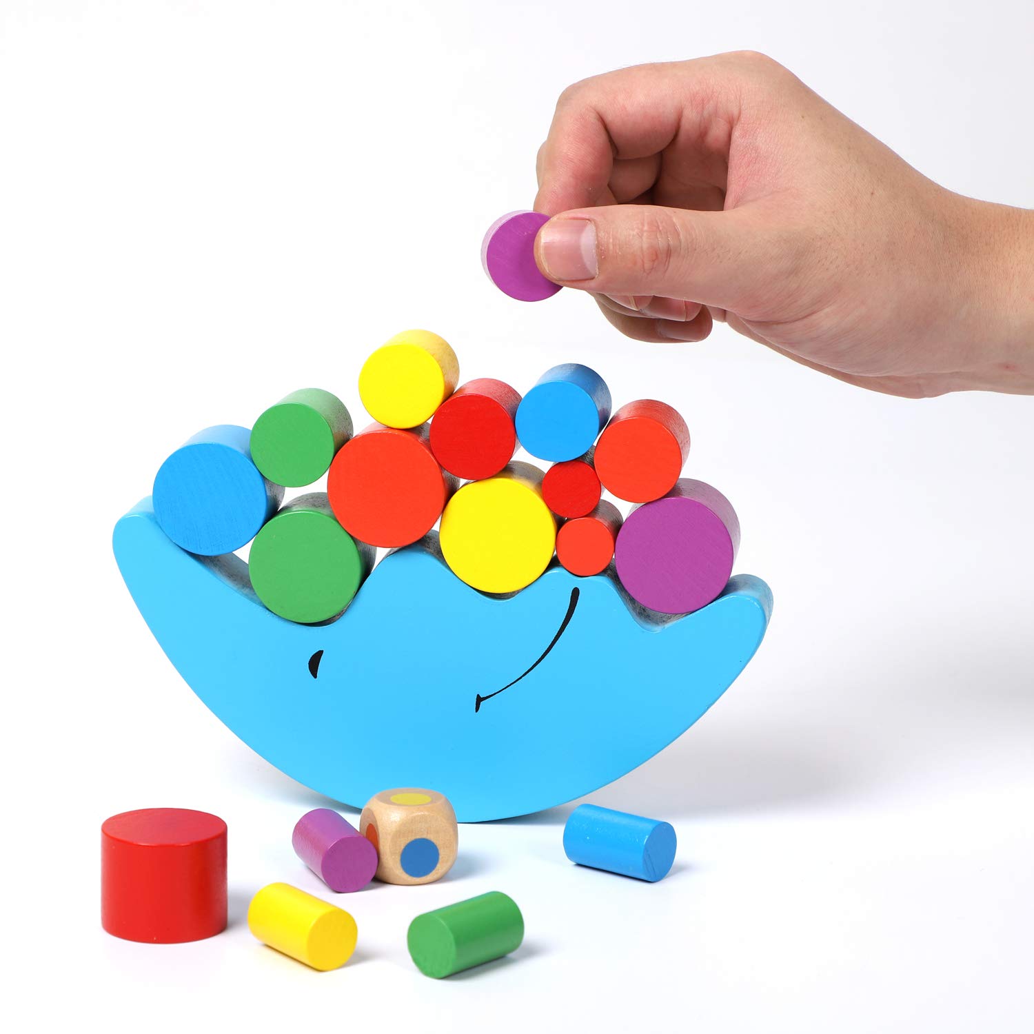 Fuyage Moon Equilibrium Game Wooden Stacking Blocks Balancing Game Sorting Toy Building Early Brain Development for Kids