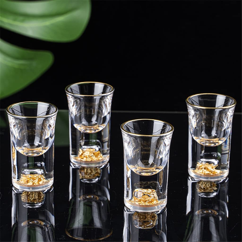 FZZDP Gold Foil Cup Wine Set Gift Glass Strong Glass Chinese Style Wine Set Shot Glasses Wine Glass Set
