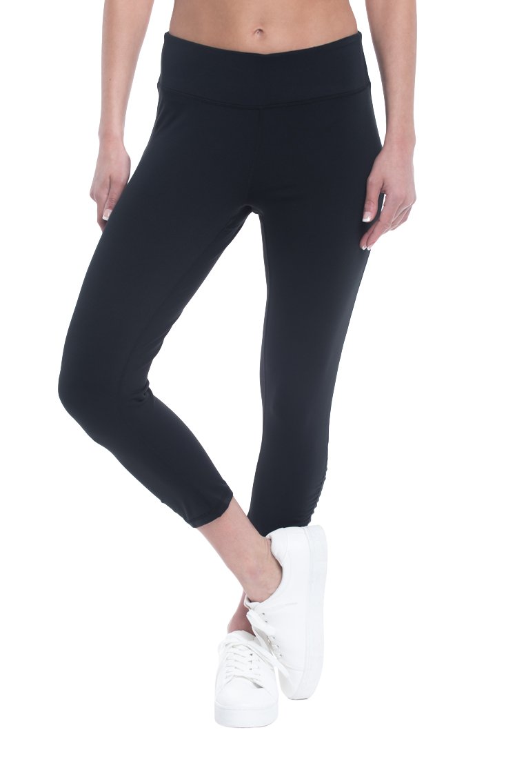 Gaiam Women's Capri Yoga Pants - Performance Spandex Compression Legging - Black Tap Shoe, X-Small