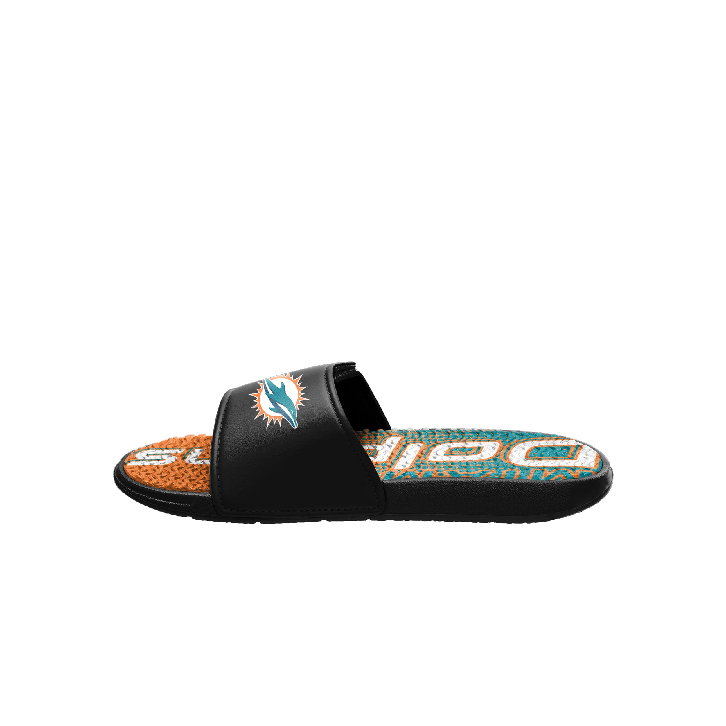 FOCO Miami Dolphins NFL Mens Gradient Wordmark Gel Slide - L