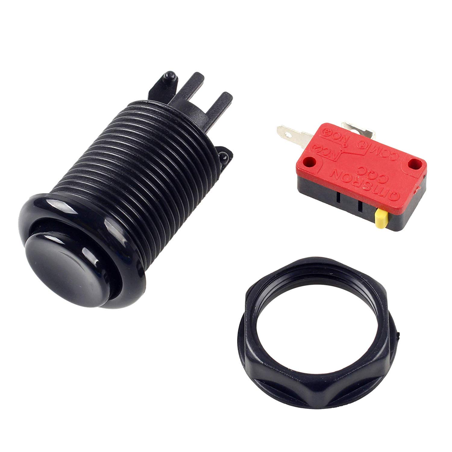 Fosiya 7X Arcade Buttons 30mm Happ Type Standard Push Buttons Switch with 20cm Buttons Cable for Arcade Joystick Arcade1up Games Console (Red)