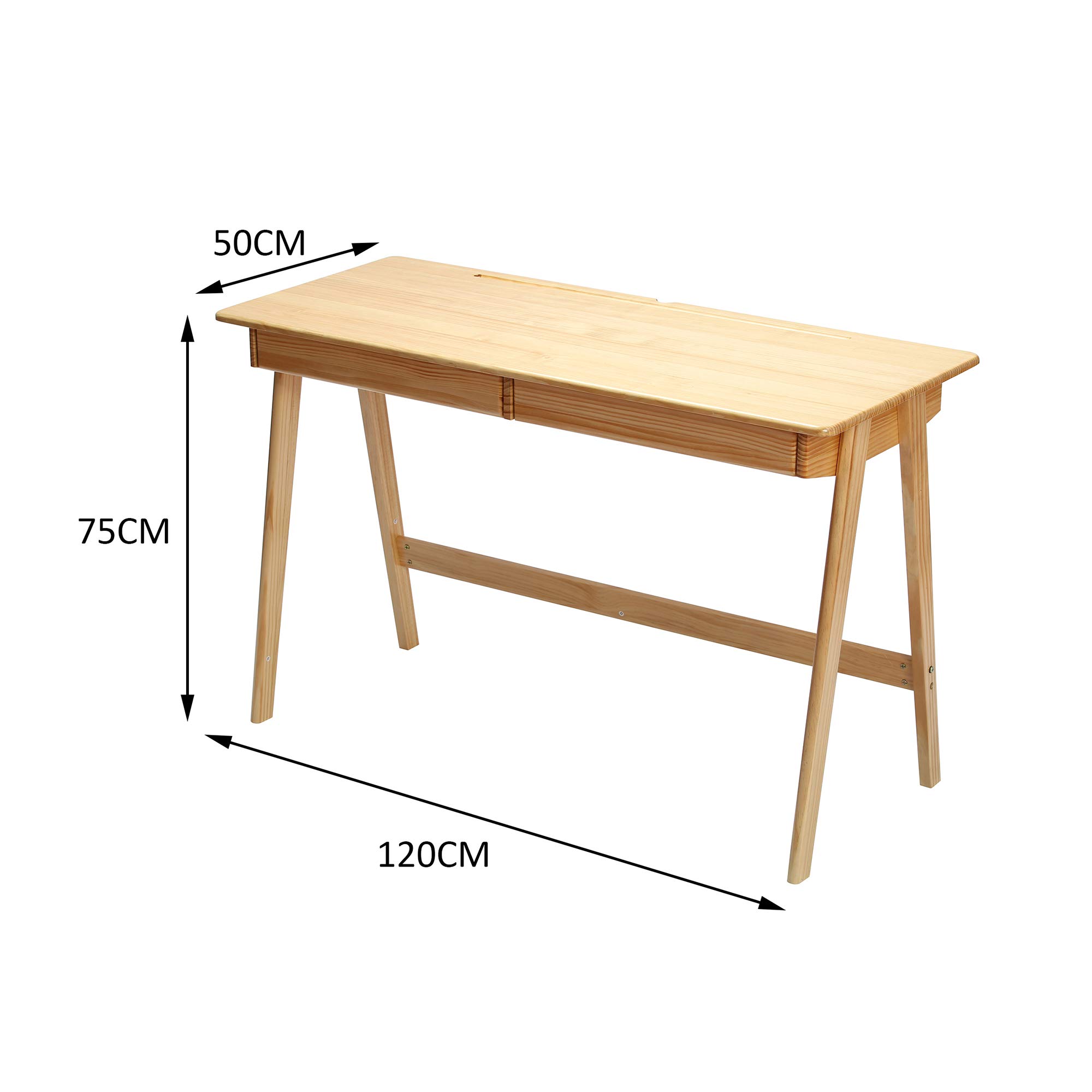 Function Home Computer Desk with Drawers, Solid Wood Office Writing Desk, Modern Study Table with Spacious Desktop, Writing Desk for Bedroom Home Office,Natural