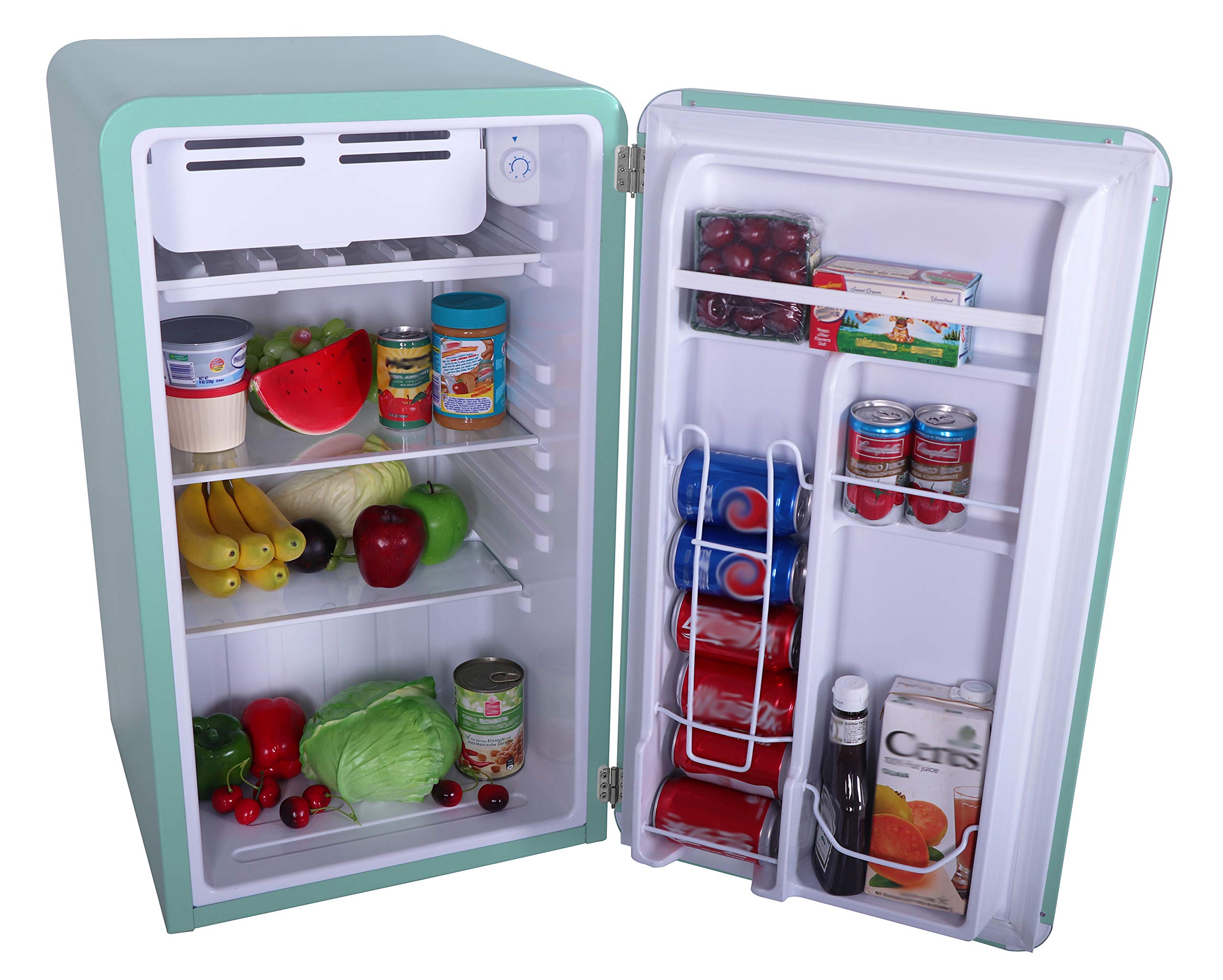 FRIGIDAIRE EFR372-MINT 3.2 Cu Ft Retro Compact Rounded Corner Premium Mini Fridge, Mint