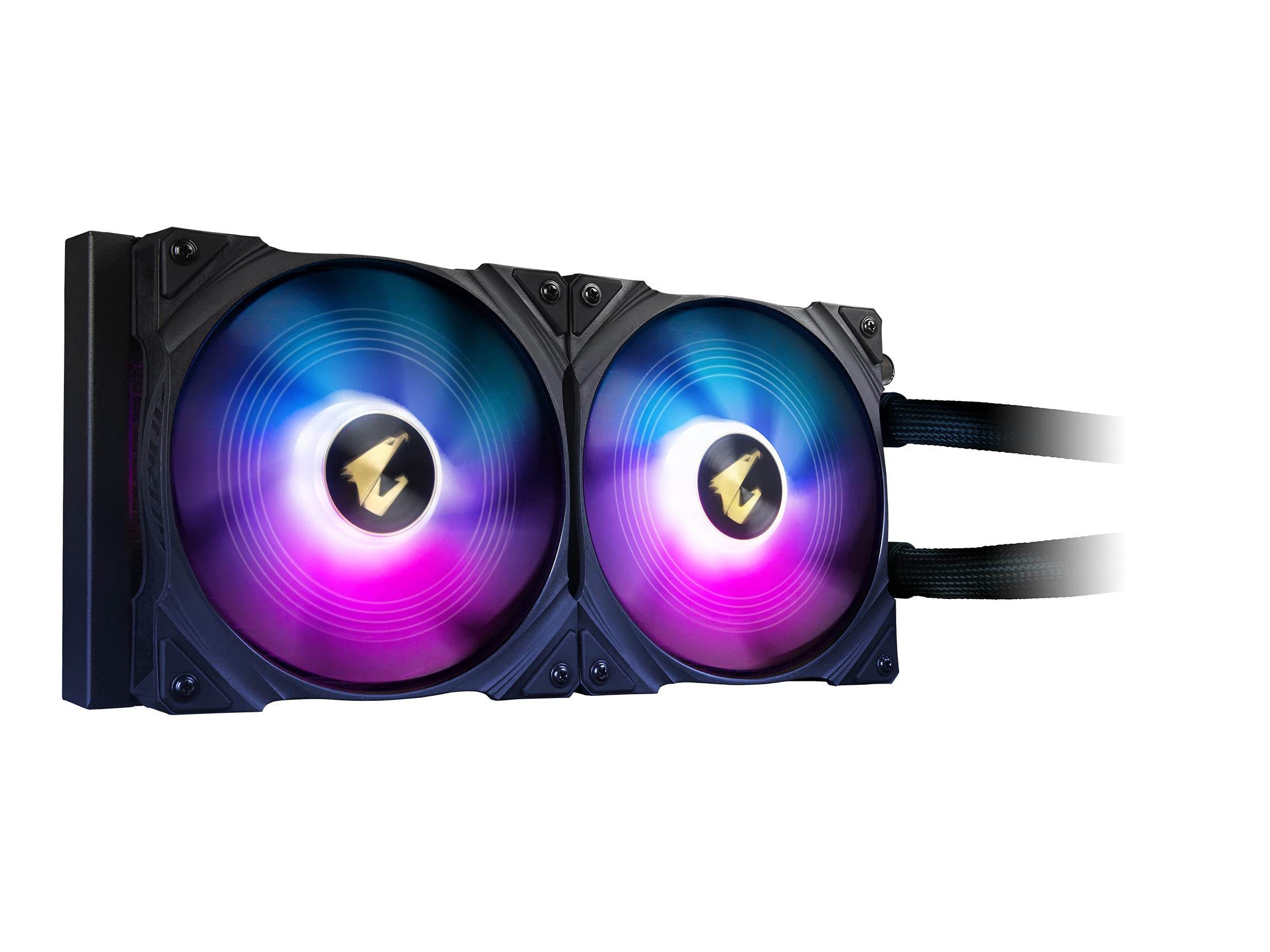 Gigabyte AORUS WATERFORCE X 240 AIO Liquid CPU Cooler, Rotatable Circular LCD Display with Micro SD Support, 240mm Radiator with 2X 120mm Low Noise ARGB Fans, Compatible with Intel LGA1700