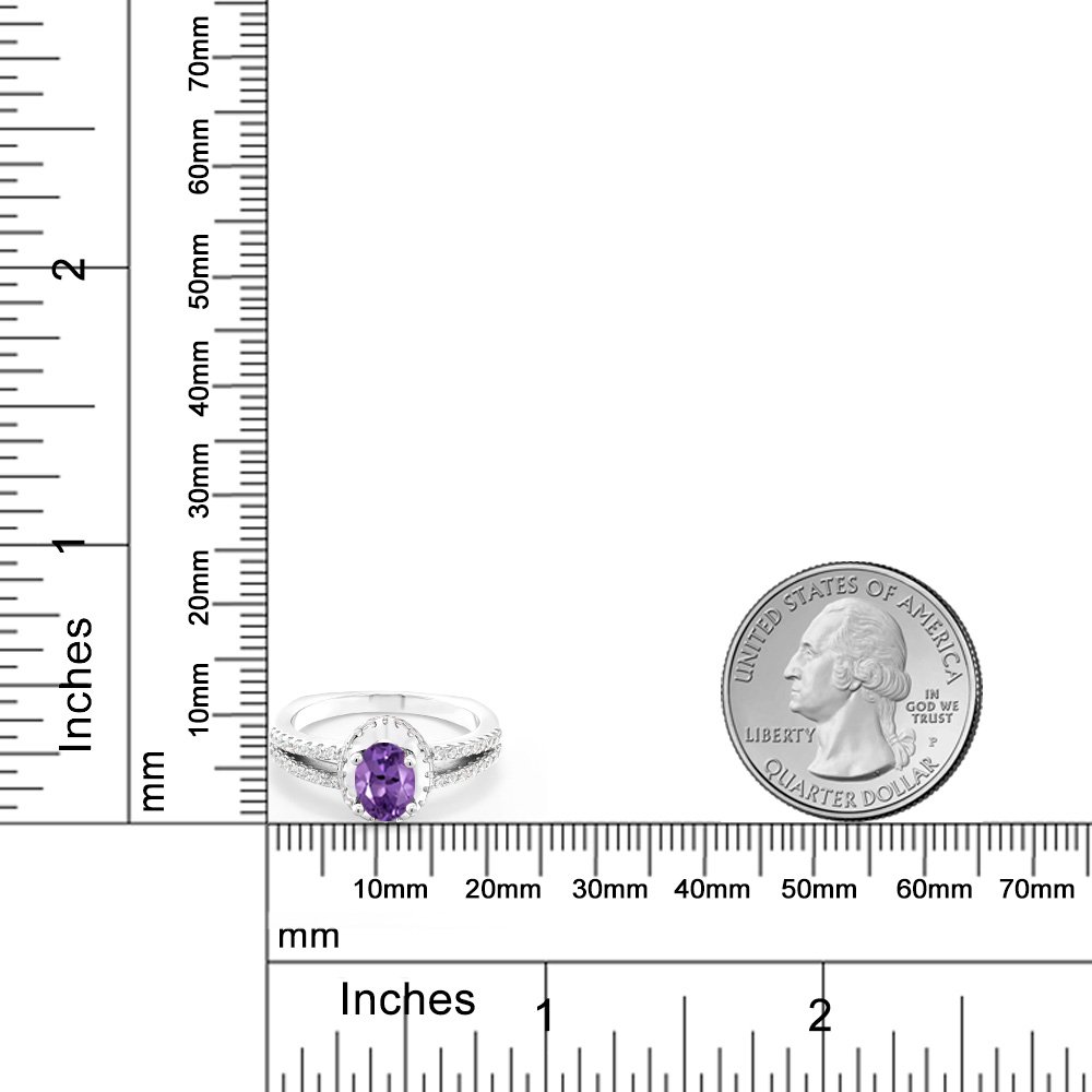 Gem Stone King 925 Sterling Silver Purple Amethyst Ring For Women (1.25 Cttw, Oval Gemstone Birthstone Available in size 5, 6, 7, 8, 9)