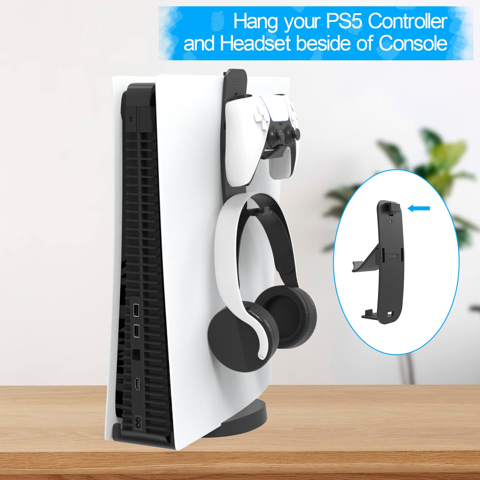 JOYTORN Wall Mount Hanger for Nintendo Switch Ring Fit Ring-Con,Pro Controller,PS5/PS4/PS3/Xbox Series S/X/Xbox 360/Xbox One/S/X/Elite Controller or Headset-Black