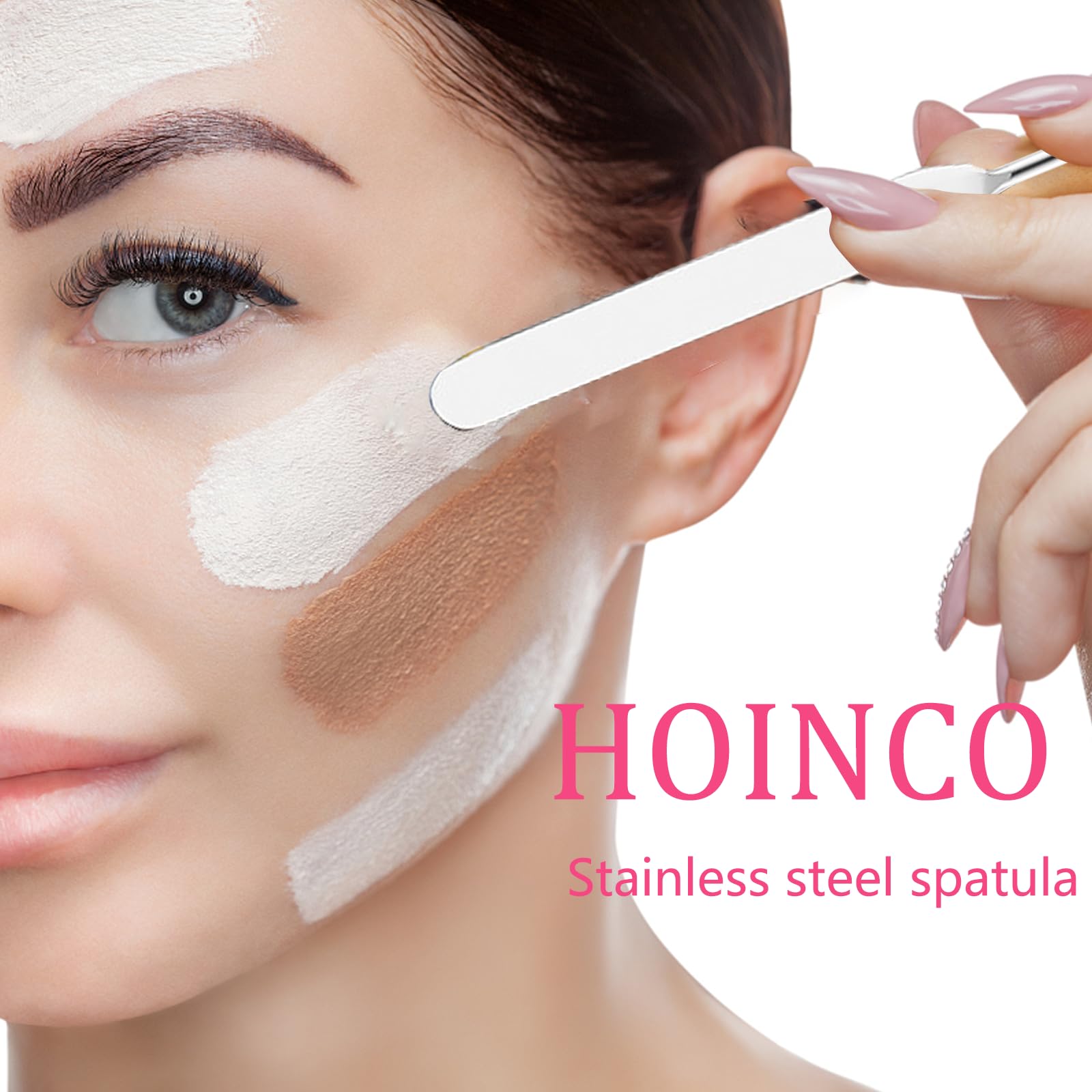 HOINCO Stainless Steel Cosmetic Makeup with Palettes Makeup,Foundation Spatula Spatula Powder Puff Beauty Makeup Tools for Nail Art Beauty DIY Design