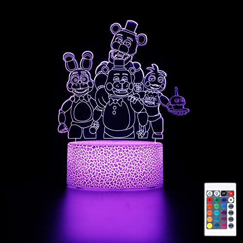 Pinpereir FN-AF Five Night Game Light 3D Illusion Lamp with Remote Control 7 Color Change Bedroom Decor for Kids Fans Toy Best Gift Chrismas, Acrylic, Blue