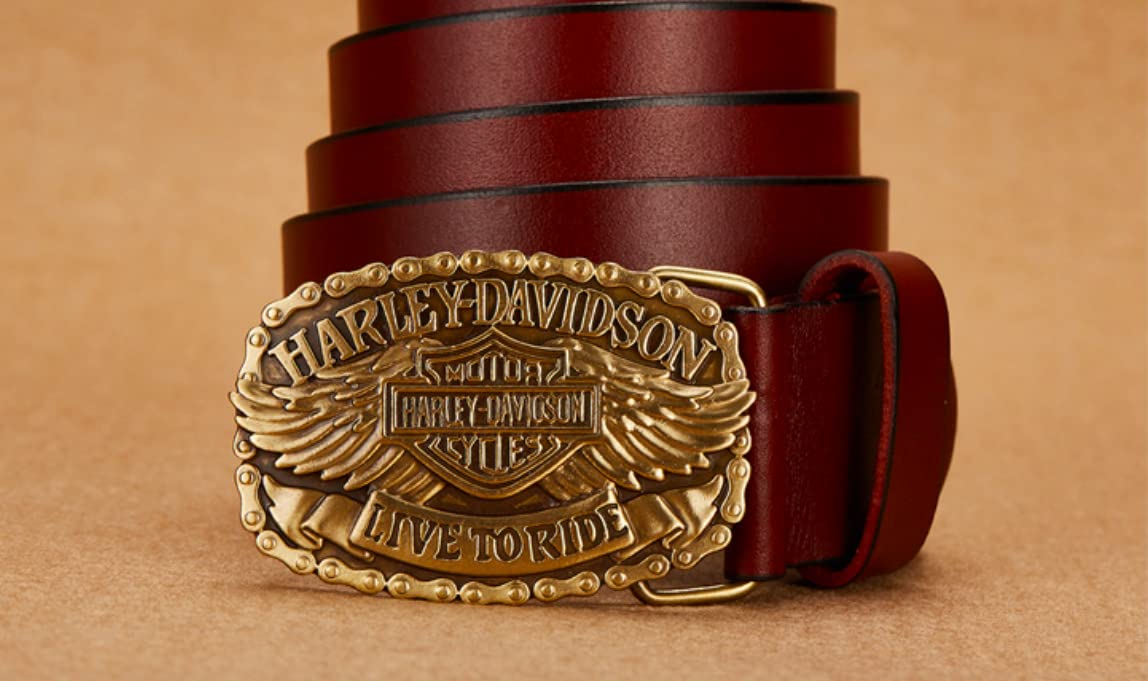 HT LEATHER Solid Brass Belt Buckle For Men, Belt Buckles Bird Wings Harley Davidson, 3 pcs Screw Belt Brass Solid small size