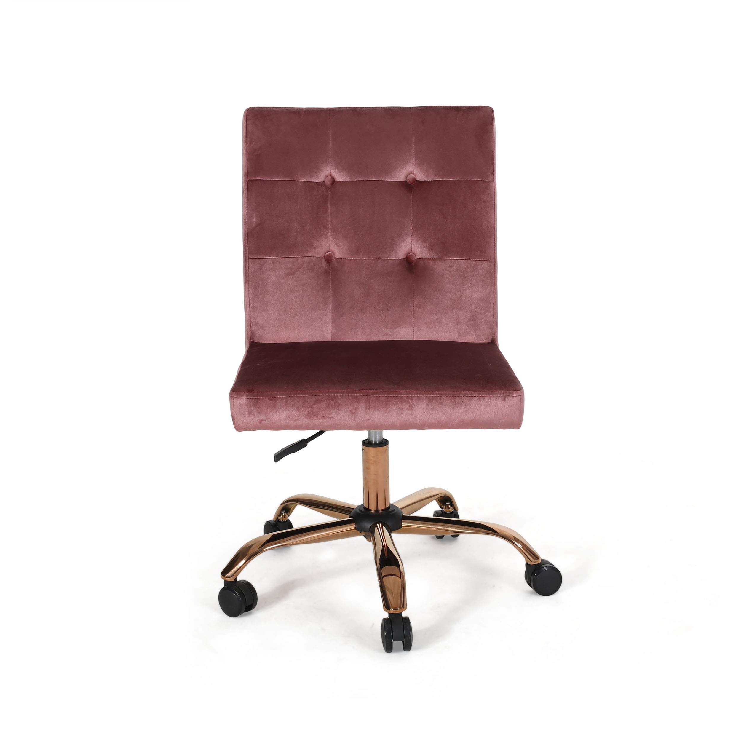 GDFStudio Glam Tufted Home Office Chair with Swivel Base, Black and Rose Gold Finish