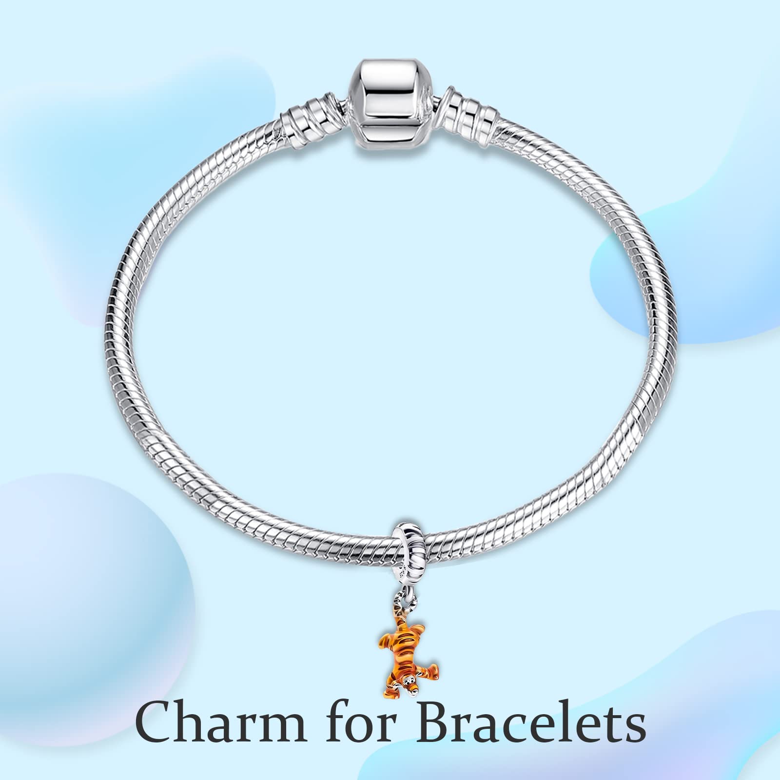 HAEPIAR S925 Silver Charm for Bracelet Necklace Sterling Silver Dangles Gold Tigger for Women