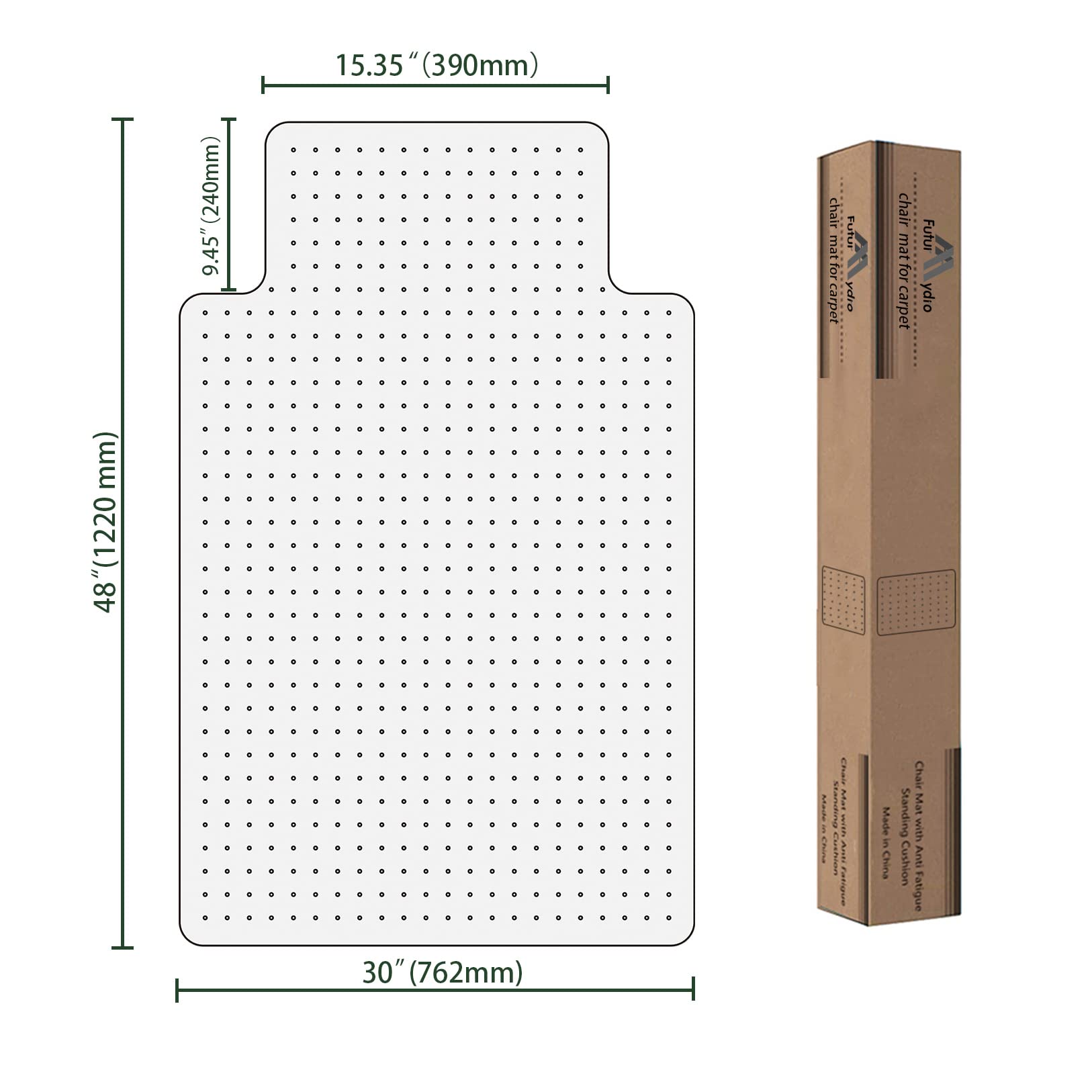 FuturHydro Office Chair Mat for Carpet - 30" x 48" Computer Desk Chair Mats for Carpeted Floors, Easy Glide Rolling Plastic Floor Mat, ChairMats (with Lip)