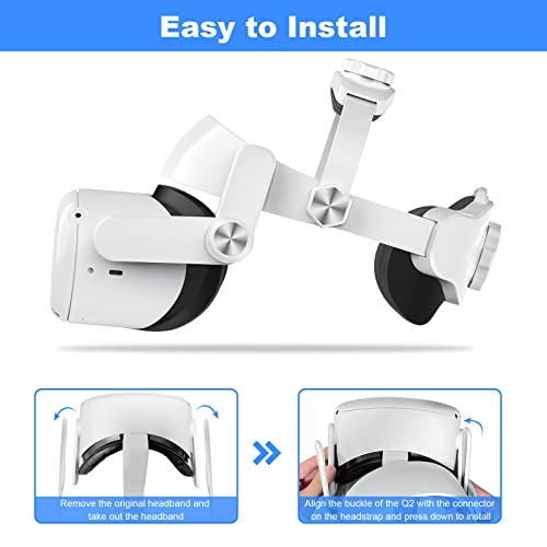 Head Strap for Oculus Quest 2 Accessories, Replacement Adjustable Strap for Mate/Quest 2 Elite Straps, Enhanced Support & Gaming Immersion, Balance Weight Design