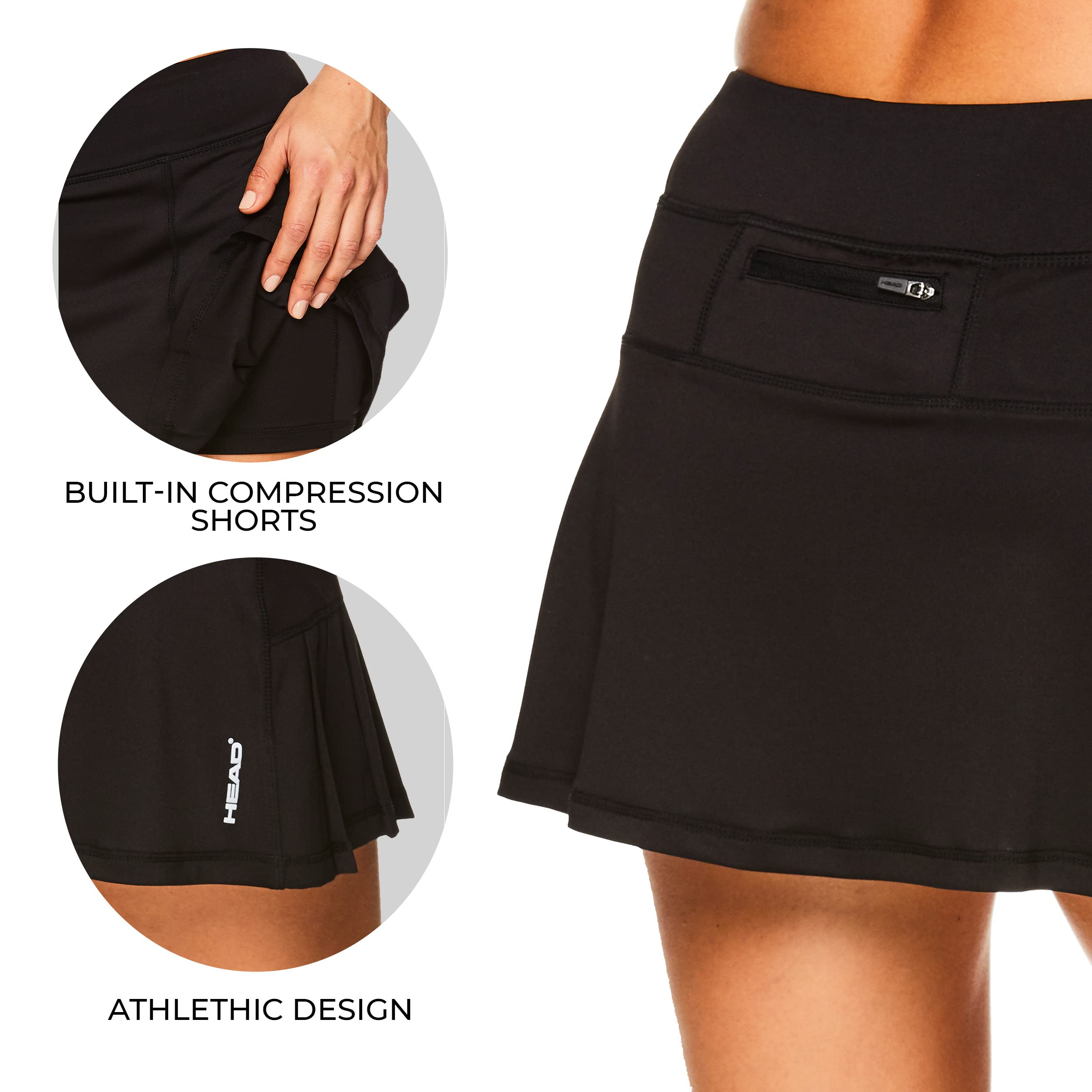 HEAD Tennis Skirt for Women - Athletic Running Workout and Golf Skort with Pockets - Fresh Silver Sconce Heather, Medium